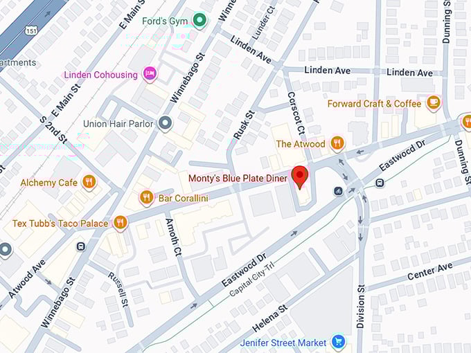 16. monty’s blue plate diner map