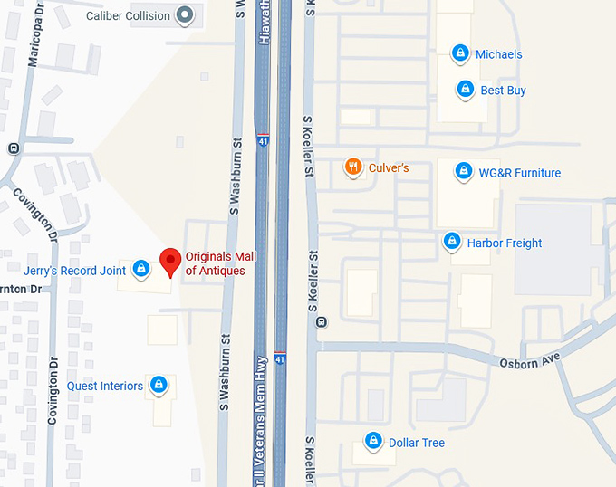 16. originals mall of antiques map