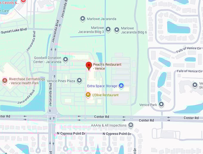16. peach's restaurant - venice map