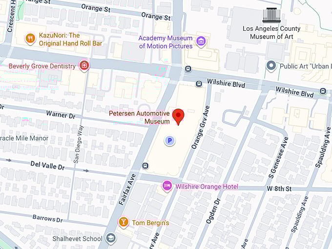 petersen automotive museum map