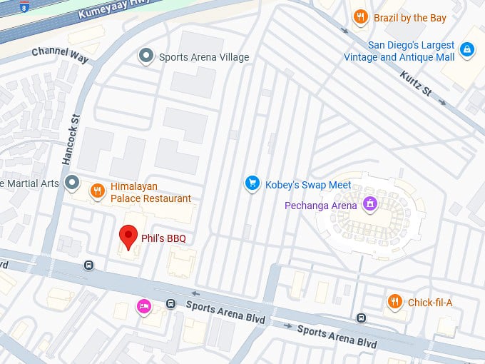 16. phil’s bbq (3750 sports arena blvd) map