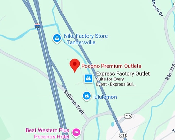 16. pocono premium outlets map