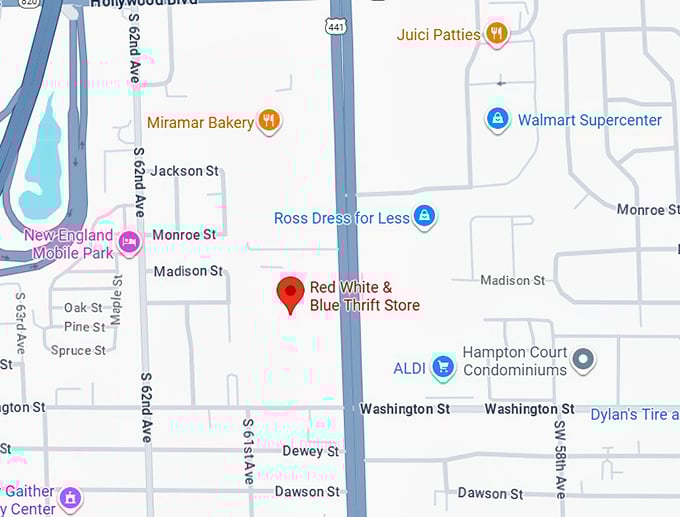 16. red white & blue thrift store map