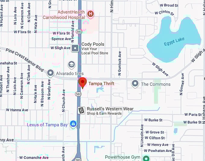 16. tampa thrift map