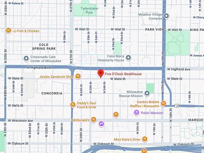 16. the five o’clock steakhouse map