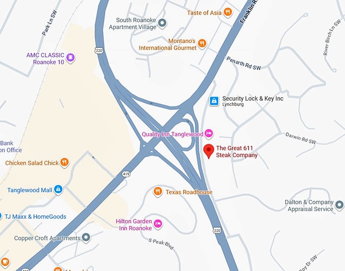 16. the great 611 steak company map