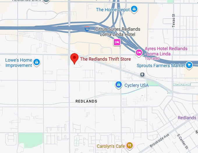 16. the redlands thrift store map