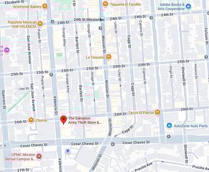 16. the salvation army thrift store & donation center (1501 valencia st) map
