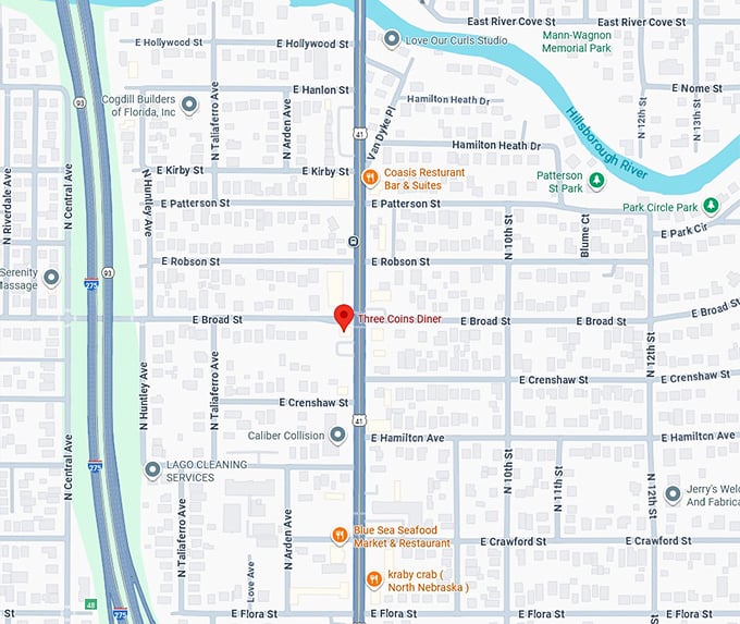 16. three coins diner map