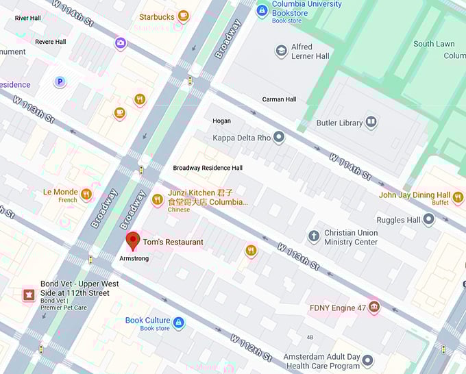 16. tom’s restaurant map