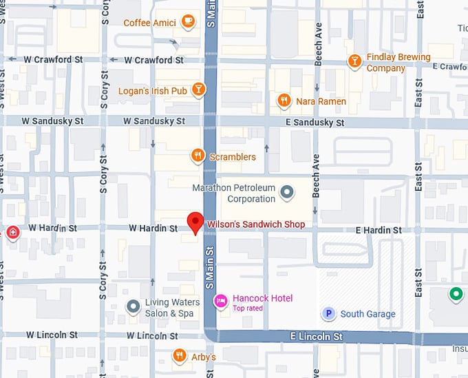16. wilson’s sandwich shop map