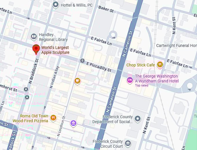 world's largest apple sculpture map