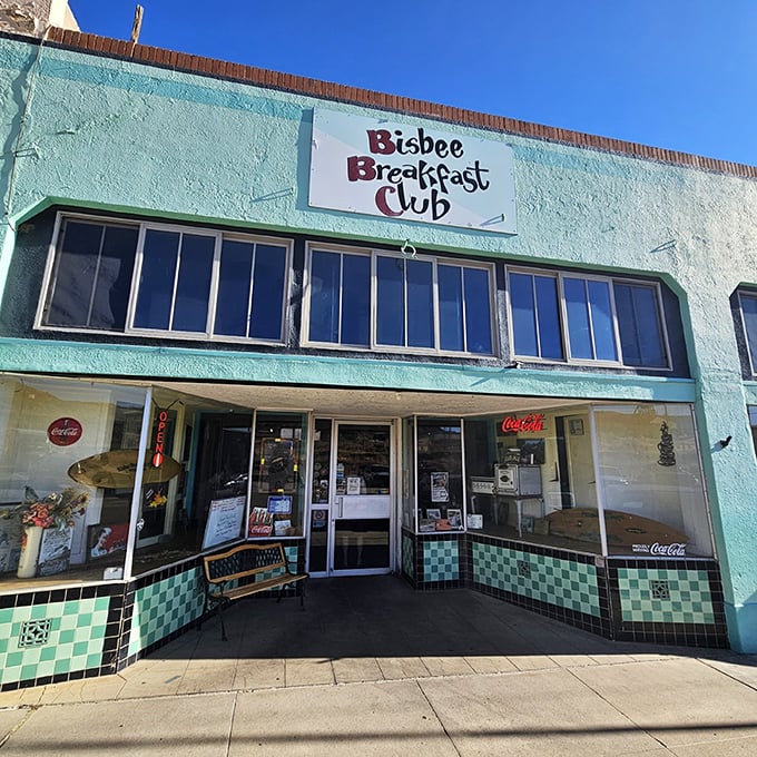 That turquoise facade isn't just pretty - it's hiding some of Arizona's most spectacular breakfast secrets inside.