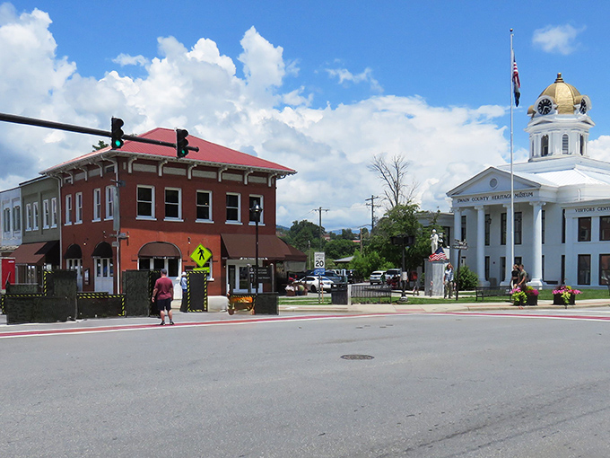 Small-town America at its finest - where courthouse squares still anchor communities and red brick buildings tell stories of simpler times.