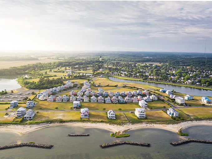 Cape Charles spreads out like a watercolor painting, where beach houses meet the bay in perfect harmony.