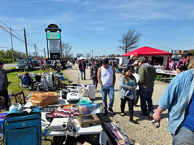 Outdoor treasure hunting at its finest, where gravel paths lead to endless surprises under sunny skies.