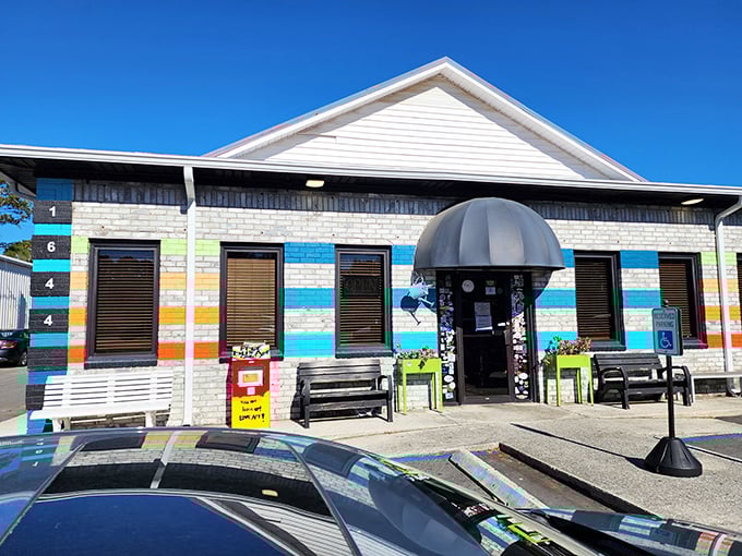 The Early Bird Diner's colorful exterior is like a rainbow promising a pot of golden comfort food at the end.