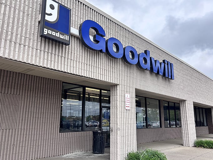 That familiar blue smile welcomes treasure hunters to a warehouse-sized wonderland of second-hand surprises.