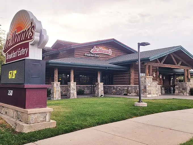 Stone and timber architecture that whispers "come on in" - Joe Momma's knows breakfast hospitality starts at the curb.