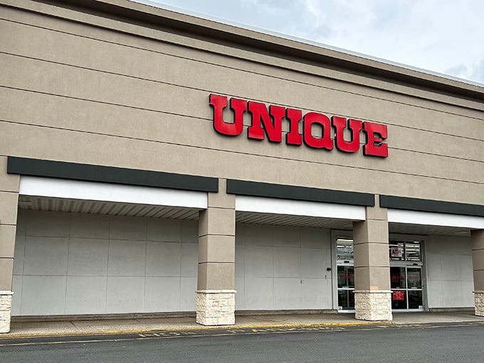 That bold red "UNIQUE" sign promises exactly what it delivers: a thrifting experience unlike any other in Union.