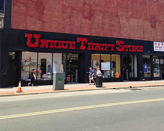 That bold red storefront beckons like a beacon for bargain hunters seeking their next great discovery.