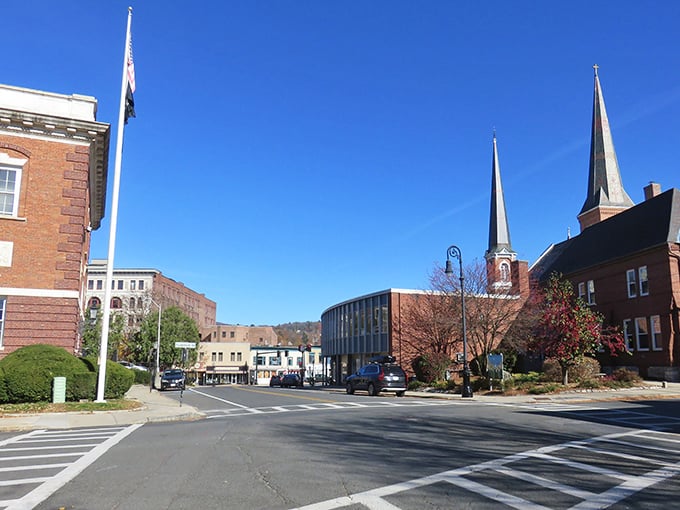 North Adams' downtown streets whisper stories of industrial glory while promising affordable mountain living ahead.
