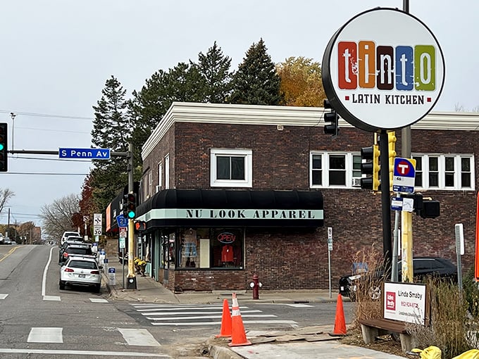 Classic brick building meets modern shopping sensibility—this corner spot proves style doesn't need to cost a fortune.