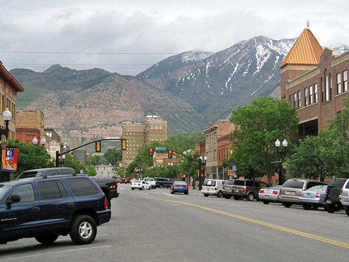 Downtown Ogden stretches out like a welcoming handshake, where mountain views come free with every purchase.