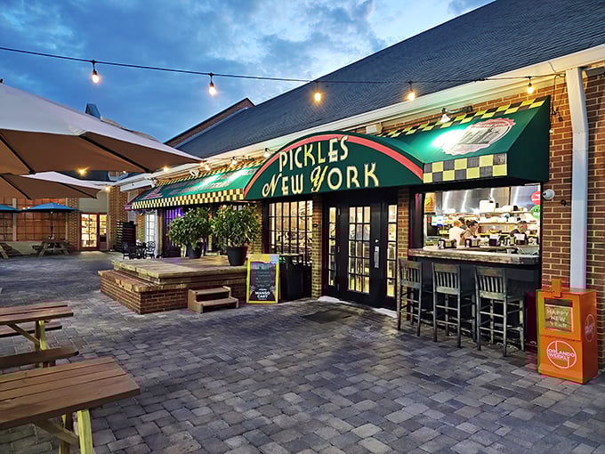 Look at that checkered awning! It's like a deli wearing its Sunday best for dinner.