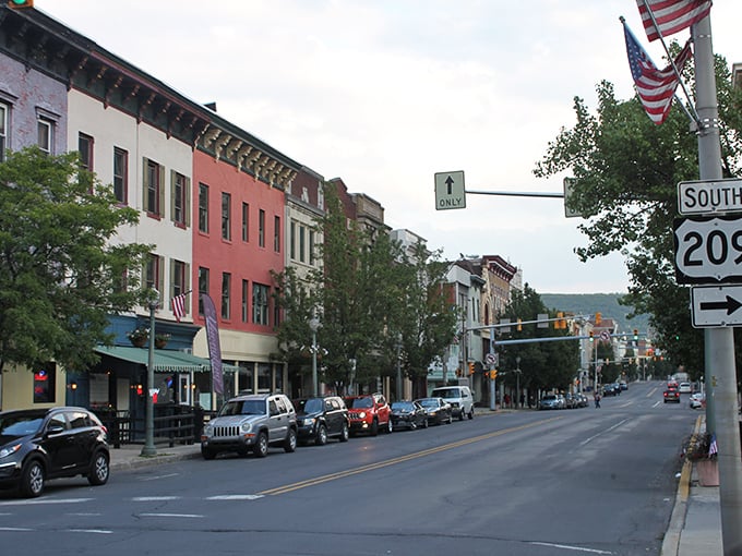 Pottsville's historic downtown looks like a movie set where small-town America still thrives, complete with colorful brick buildings and American flags.