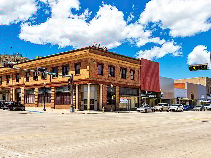 Historic downtown Raton stands proud against New Mexico's blue sky, where brick buildings tell stories older than most of the town's gossip.