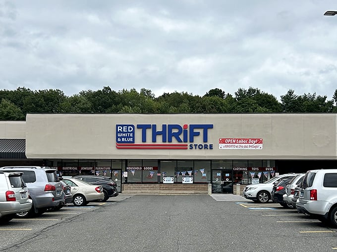 That familiar red, white, and blue sign promises treasure hunting adventures that would make any bargain hunter's heart skip a beat.