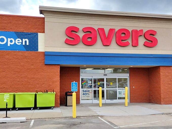 The bright red Savers sign – like a beacon of thrifty hope calling bargain hunters home to their happy place!