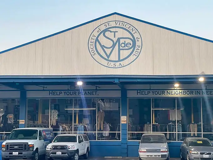 Look at that blue warehouse of wonders - it's like Costco had a baby with your favorite vintage shop.