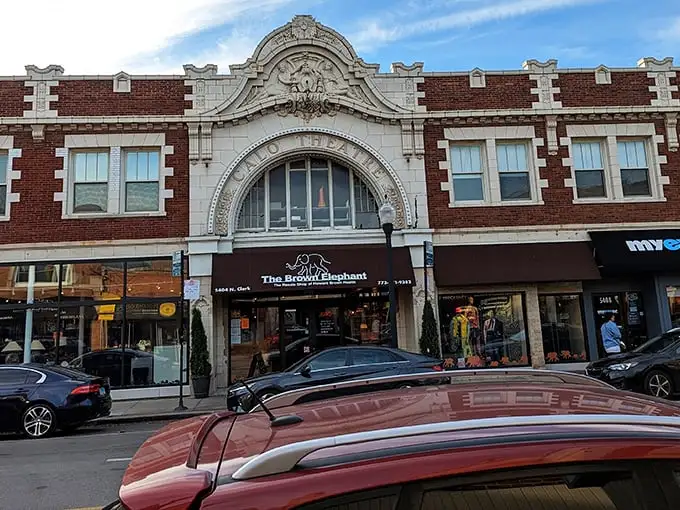 The Brown Elephant's historic façade isn't just gorgeous—it's a portal to thrifting paradise hiding behind that grand entrance!