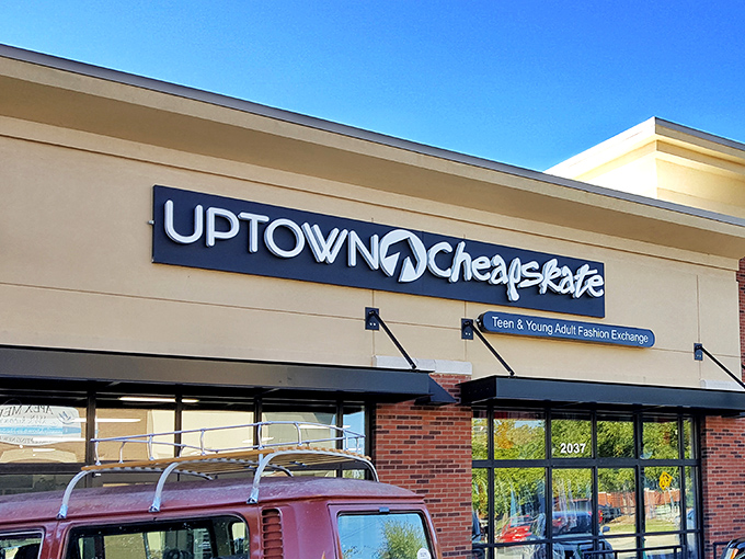 Clean, bright storefronts like this make thrift shopping feel like a treasure hunt adventure.