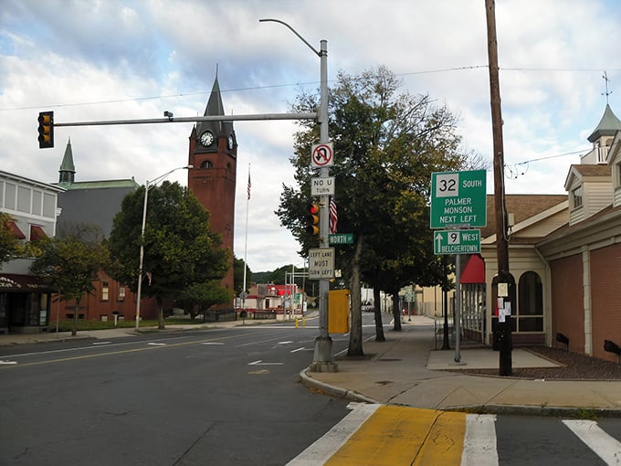 Ware's iconic clock tower stands tall against the sky, a timeless sentinel watching over a town where affordability never goes out of style.