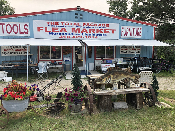 When your flea market has a fish sculpture out front, you know you're in for Minnesota-style surprises inside.