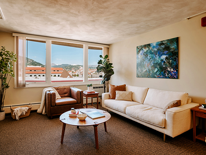 Mountain views from your window beat any cable package – and the price is definitely right.
