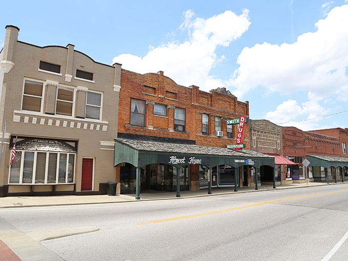 Historic storefronts line Hodgenville's Main Street, where shopping local isn't trendy – it's tradition.