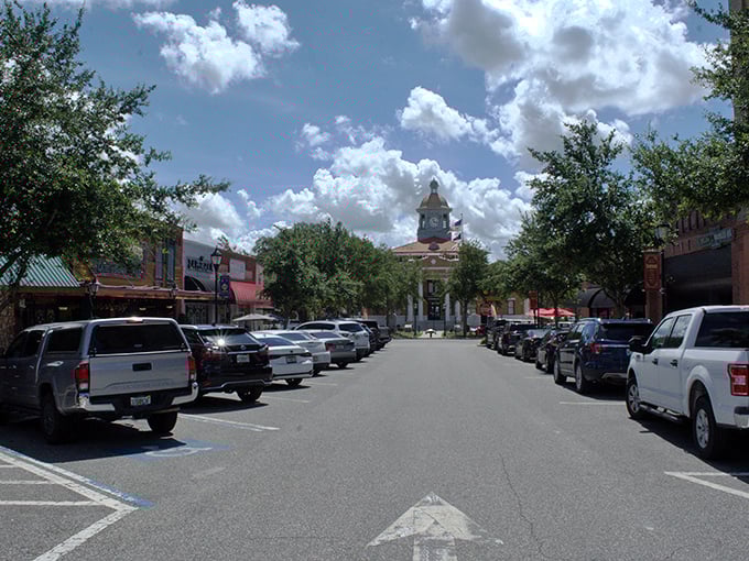 Inverness: Main Street USA comes to life with angle parking and that gorgeous courthouse dome. Norman Rockwell would've set up his easel here.