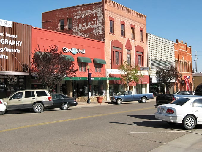 Main Street La Junta looks like a movie set, except the prices are actually from 1985.