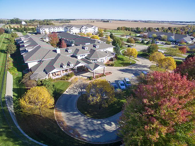 Aerial views reveal a thoughtfully planned community where neighbors become family and every path leads to friendship.