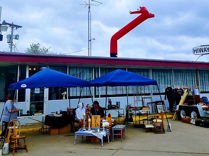 Blue tents and vintage finds create the perfect Sunday morning adventure for serious bargain hunters.