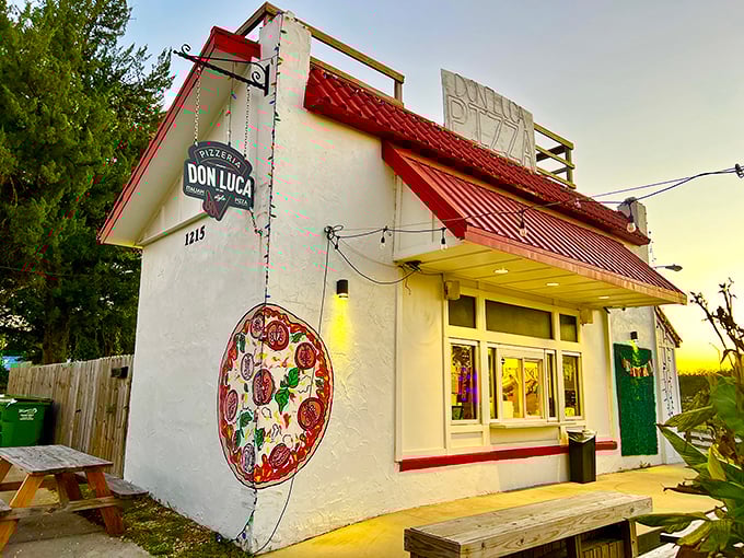 Pizza art on the building, pizza magic inside. Don Luca's charming exterior promises what every pizza lover seeks—a taste of authentic bliss.