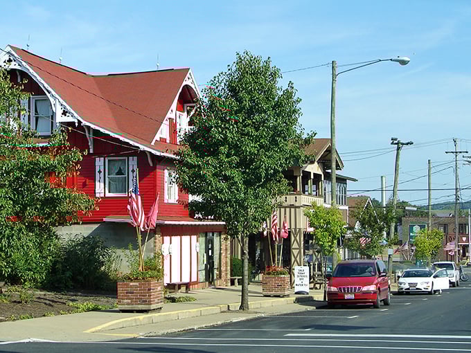 That red house isn't just eye-catching—it's practically waving hello! Sugarcreek's streets feel like a warm hug for your wallet.