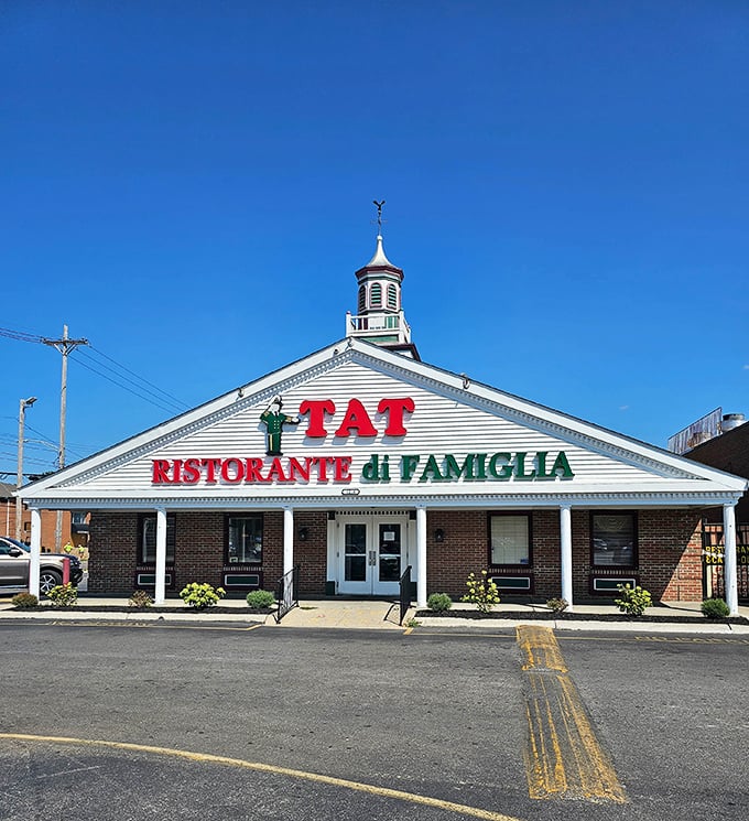 That bold red and green signage isn't just for show—it's a promise of family recipes that'll make your taste buds dance.