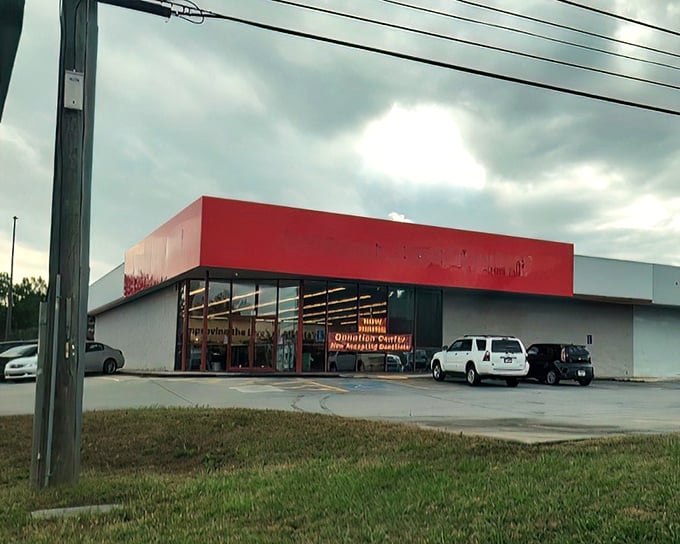 When a thrift store needs this much parking space, you know serious bargain hunting awaits.