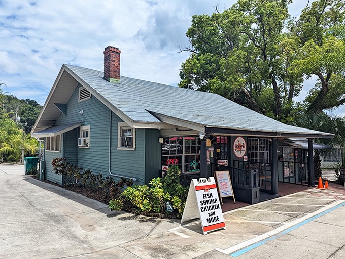 The weathered sign and simple porch at Tony's scream "authentic seafood shack" – exactly where you want your chowder coming from!