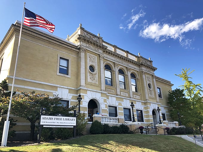 The Adams Free Library isn't just about books—it's architectural eye candy wrapped in Beaux-Arts splendor that would make Carnegie himself do a double-take.